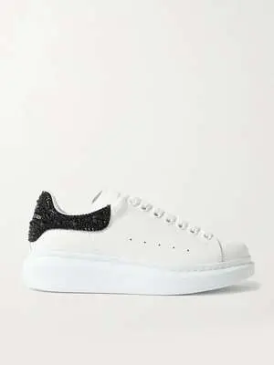 Alexander McQueen Crystal-embellished Exaggerated-sole Sneakers - White