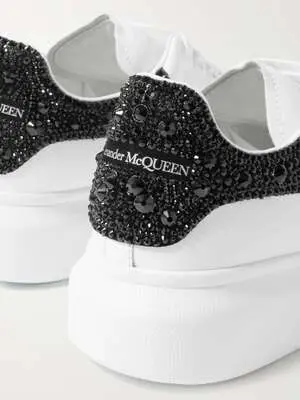 Alexander McQueen Crystal-embellished Exaggerated-sole Sneakers - White