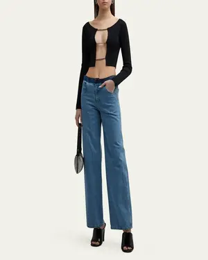 Christopher Esber Deconstructed Denim Straight-leg Jeans - Indigo