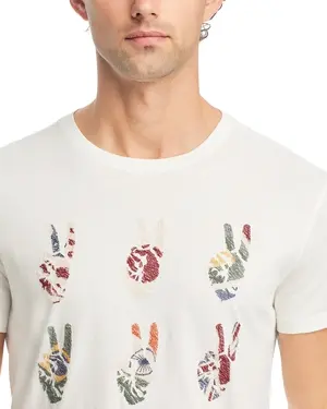John Varvatos Cotton Multi Peace Hand Graphic Tee - Salt