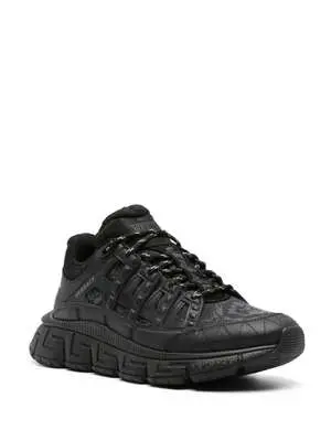 Versace Trigreca Barocco-jacquard Sneakers - Black