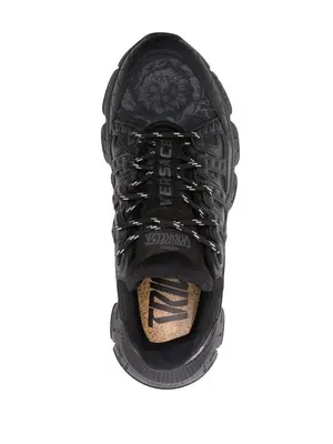 Versace Trigreca Barocco-jacquard Sneakers - Black