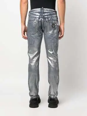 Philipp Plein Metallic-effect Straight-leg Jeans