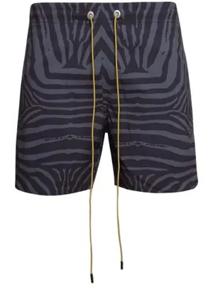 Rhude Zebra-print Swim Shorts - Grey