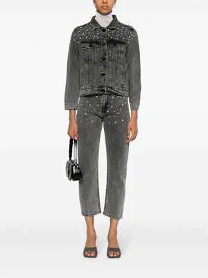 ANA RADU Crystal-embellished Denim Jacket - Grey