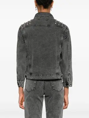 ANA RADU Crystal-embellished Denim Jacket - Grey
