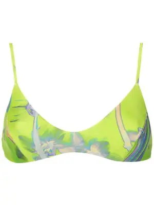 LENNY NIEMEYER Dandelion-print Bikini Top - Green