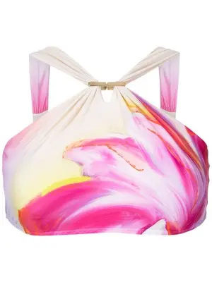 LENNY NIEMEYER Abstract-print Halterneck Bikini Top - Pink