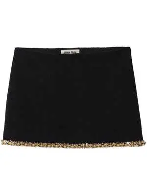 Miu Miu Crystal-embellished Tweed Miniskirt