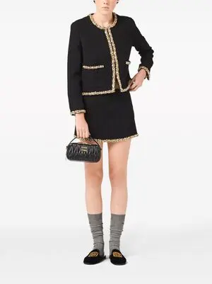 Miu Miu Crystal-embellished Tweed Miniskirt