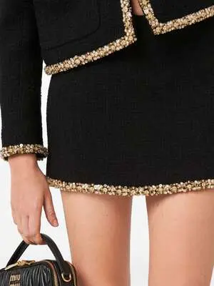 Miu Miu Crystal-embellished Tweed Miniskirt