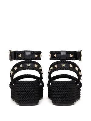 Valentino Garavani Rockstud Flatform Sandals - Black