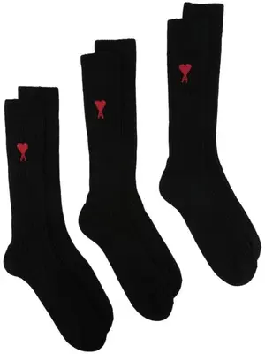 Ami Paris Ribbed Knit Socks Hosiery For Women