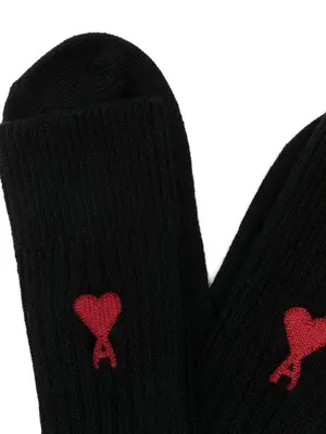 Ami Intarsia-knit Logo Socks - Black