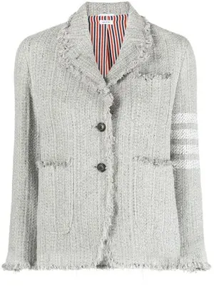 Thom Browne 4-bar Stripe Tweed Jacket - Grey