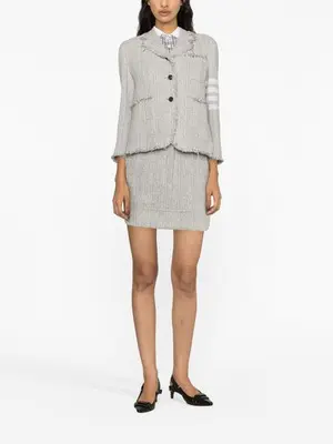 Thom Browne 4-bar Stripe Tweed Jacket - Grey