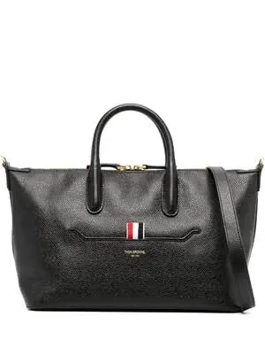 Thom Browne Small Leather Tote - Black
