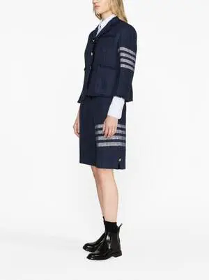 Thom Browne 4-bar Stripe Tweed Jacket - Blue