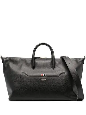 Thom Browne Medium Leather Holdall - Black
