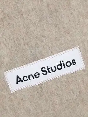 Acne Studios Logo-appliqué Fringed Scarf - Neutrals