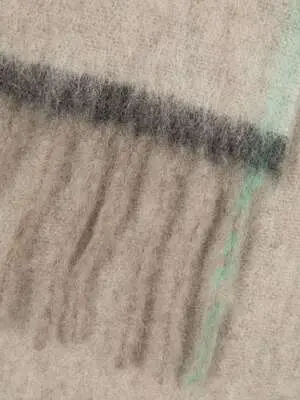 Acne Studios Logo-appliqué Fringed Scarf - Neutrals