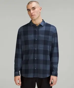 Lululemon Soft Knit Overshirt - Check Plaid True Navy Iron Blue