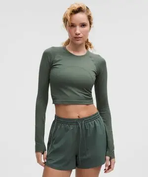 Lululemon Swiftly Tech Cropped Long-Sleeve Shirt 2.0 Dark Forest/dark Forest
