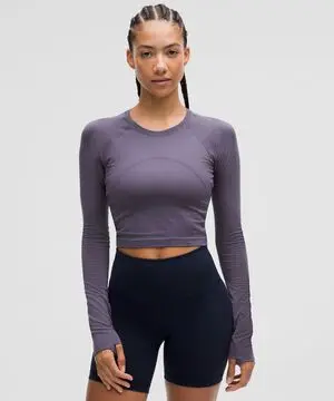 Lululemon Swiftly Tech Cropped Long-Sleeve Shirt 2.0 Nightfall/nightfall