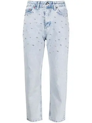 ANA RADU Crystal-embellished Cropped Jeans - Blue