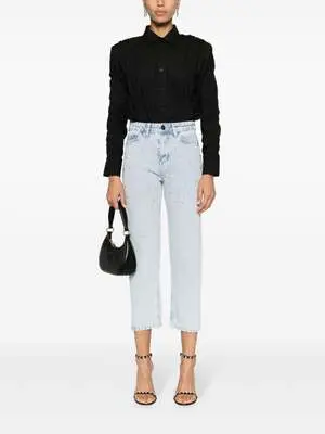 ANA RADU Crystal-embellished Cropped Jeans - Blue