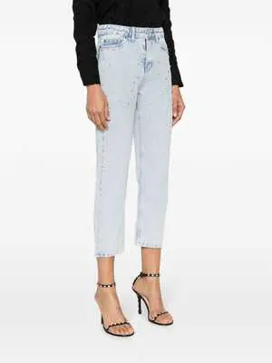 ANA RADU Crystal-embellished Cropped Jeans - Blue