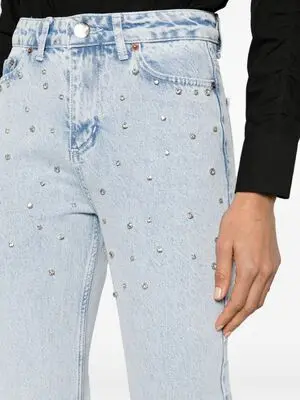 ANA RADU Crystal-embellished Cropped Jeans - Blue