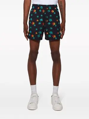Vilebrequin Mistral Piranhas-embroidered Swim Shorts - Black