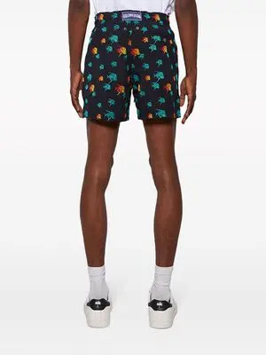 Vilebrequin Mistral Piranhas-embroidered Swim Shorts - Black