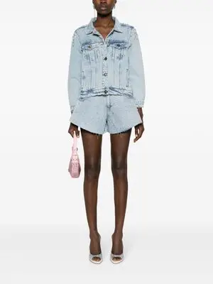 ANA RADU Crystal-embellished Denim Trucker Jacket - Blue