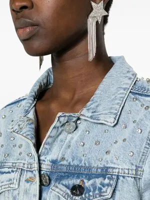ANA RADU Crystal-embellished Denim Trucker Jacket - Blue