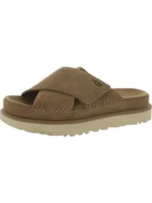 UGG Goldenstar Womens Leather Slip On Platform Sandals Pink