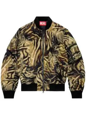 DIESEL® Abstract Print Bomber Jacket - Black
