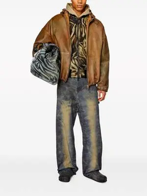 DIESEL® Abstract Print Bomber Jacket - Black