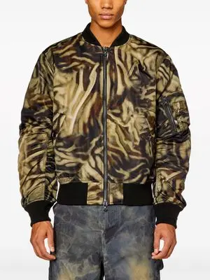 DIESEL® Abstract Print Bomber Jacket - Black