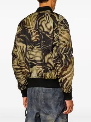DIESEL® Abstract Print Bomber Jacket - Black