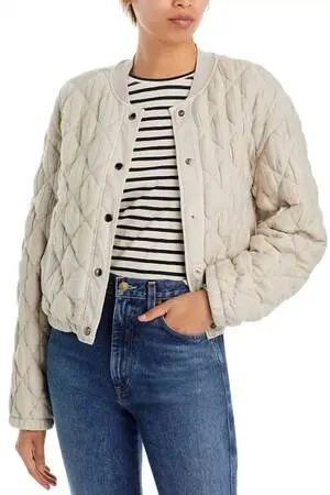 Bella Dahl Welt Pocket Bomber Jacket In Warm Ivory - Beige