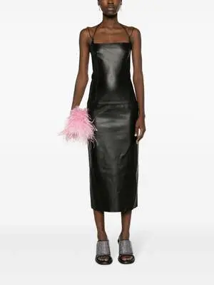 Attico Halterneck Leather Midi Dress