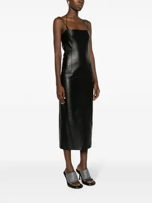 Attico Halterneck Leather Midi Dress