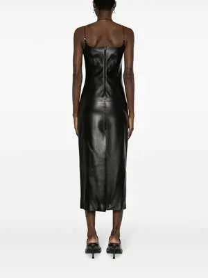 Attico Halterneck Leather Midi Dress