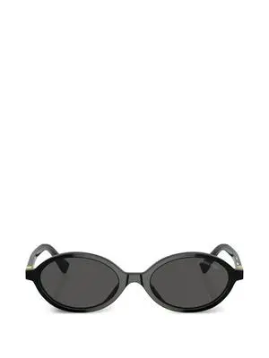 Miu Miu Logo-lettering Oval Sunglasses - Black