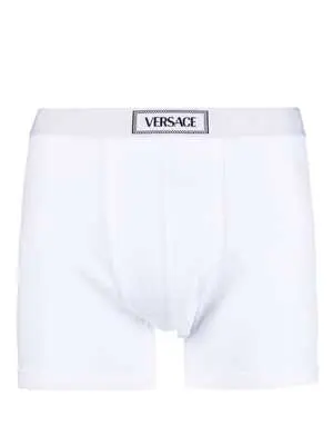 Versace 90s Logo Ribbed Long Boxers - White