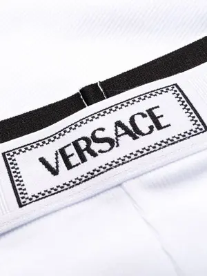 Versace Cotton Ribbed Trunks - White