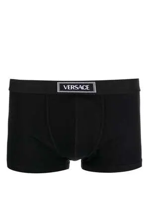 Versace 90s Logo-waistband Cotton Boxer Briefs - Black