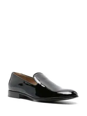 GIANVITO ROSSI Patent-finish Leather Loafers - Black